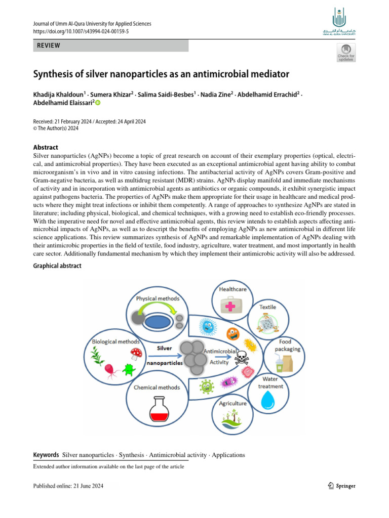 Synthesis of Silver Nanoparticles As An Antimicrobial Mediator | PDF | Nanoparticle | Antimicrobial
