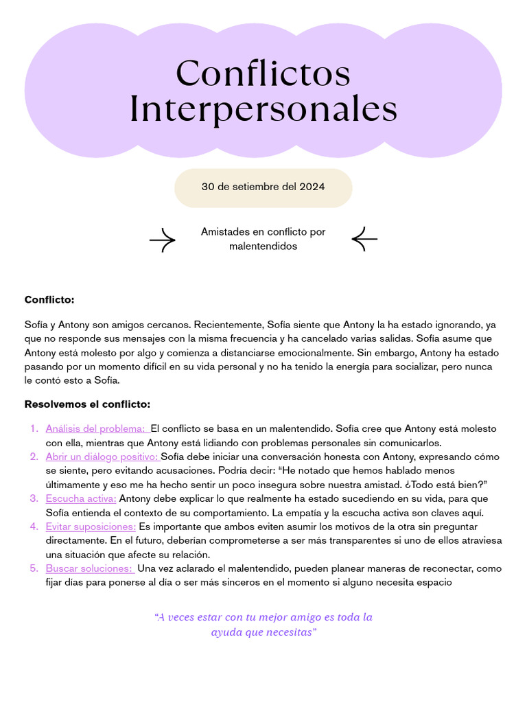 Conflicto Interpersonal - Brenda Vega | PDF | Relaciones personales, crianza y desarrollo personal