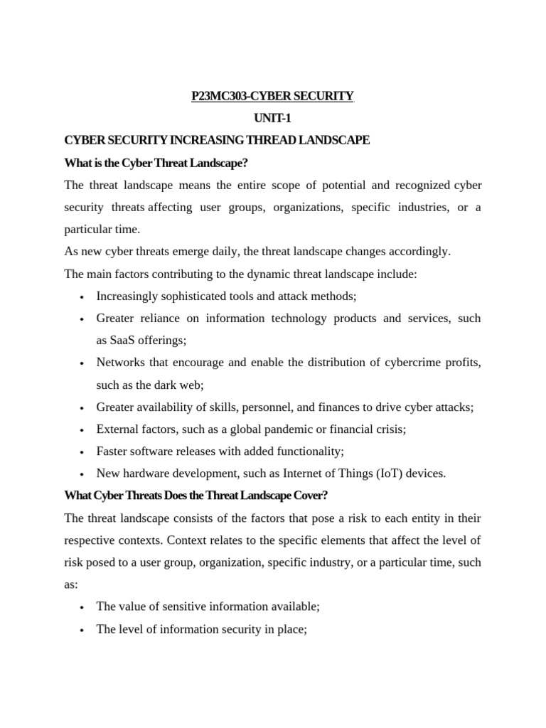 Cyber SECURITY - UNIT 1 Notes | PDF | Security | Computer Security