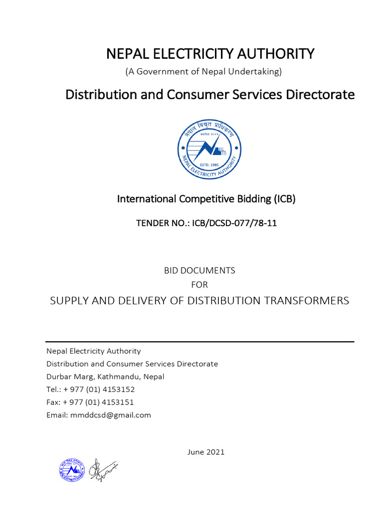 Nepal ICB Tender for Distribution Transformers | PDF | Prices | Value ...