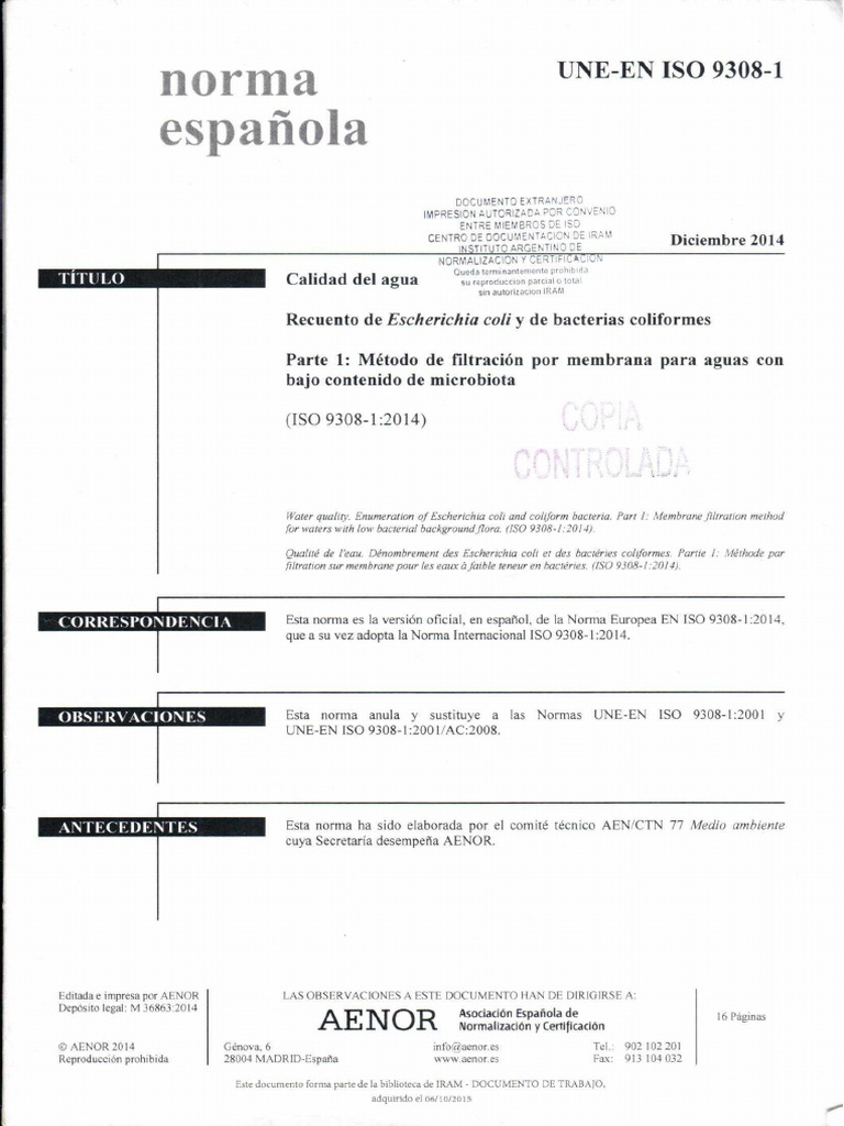 Iso 9308-1-2014 | PDF