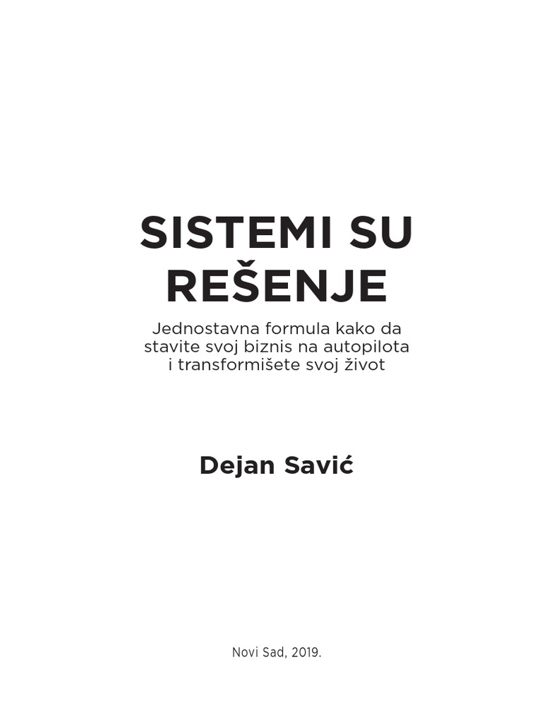 Dejan Savic Sistemi Su Resenje Predgovor | PDF