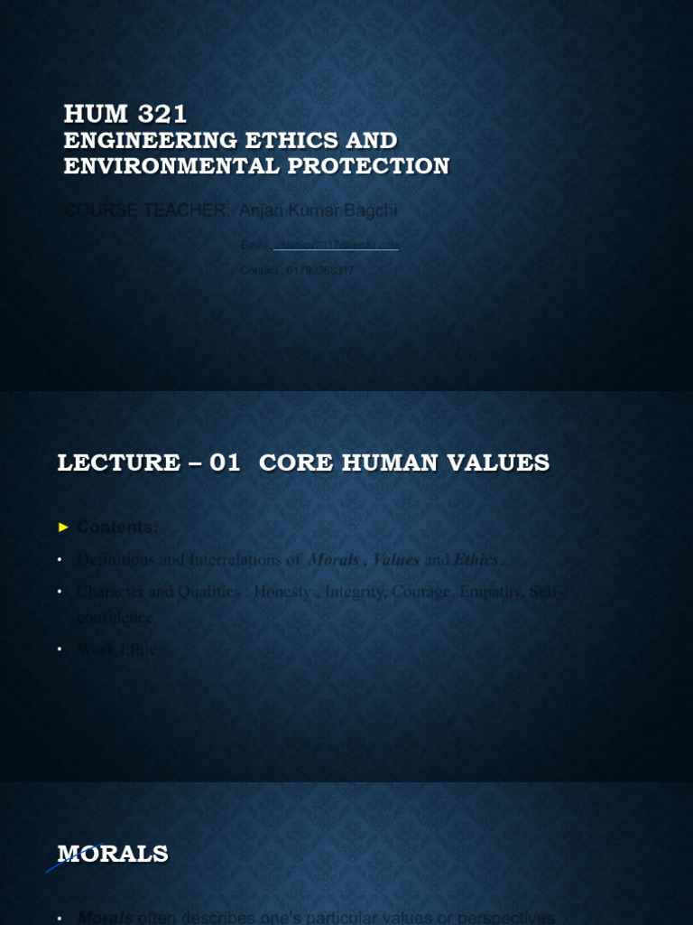 HUM 321 Core Human Values | PDF | Morality | Integrity