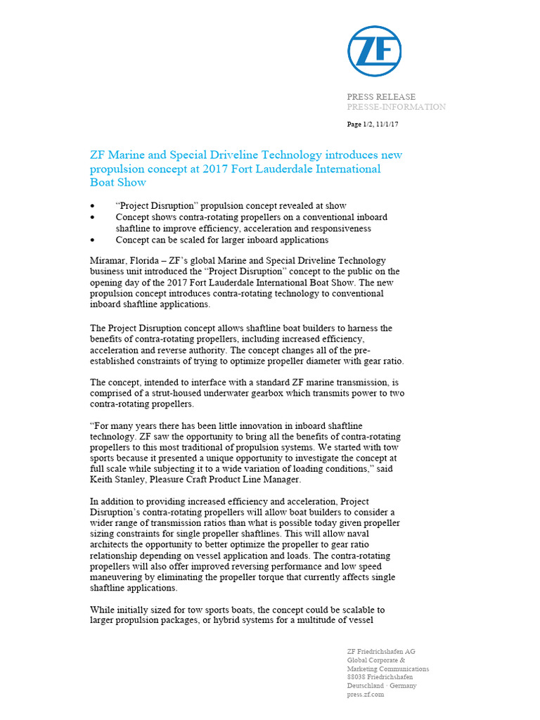 ZF Marine Project Disruption | PDF | Marine Propulsion | Propeller