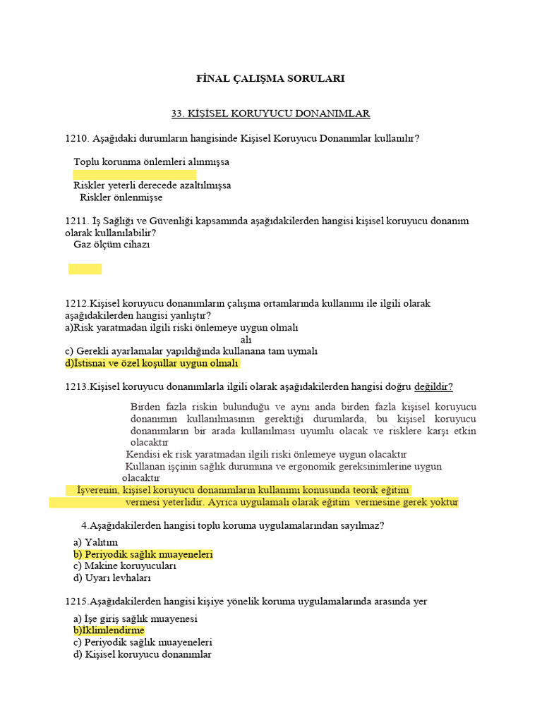 Final Calisma Sorulari II | PDF