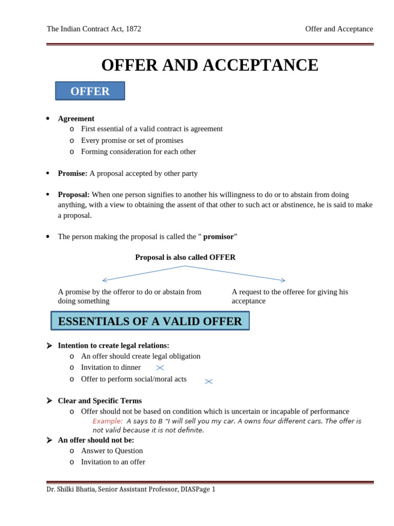 Offer and acceptance | PDF | Offer And Acceptance | Law Of Obligations