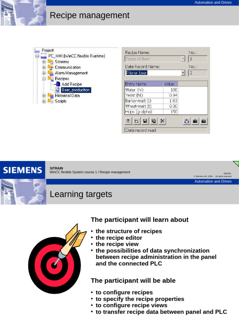 WinCC Recipe Management Training | PDF | Programmable Logic Controller ...