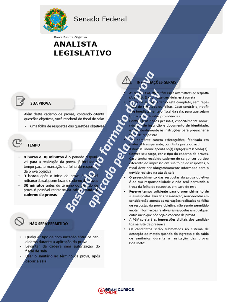 1° Simulado Analista Legislativo GABARITO | PDF