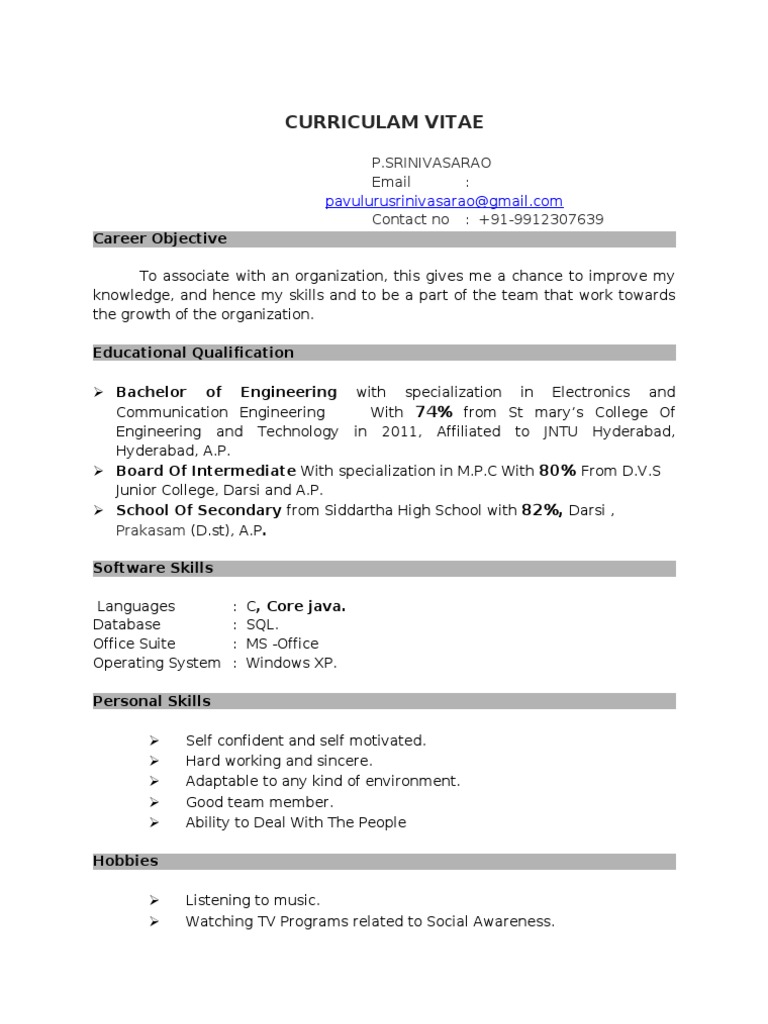 Srinu Resume2011 | PDF