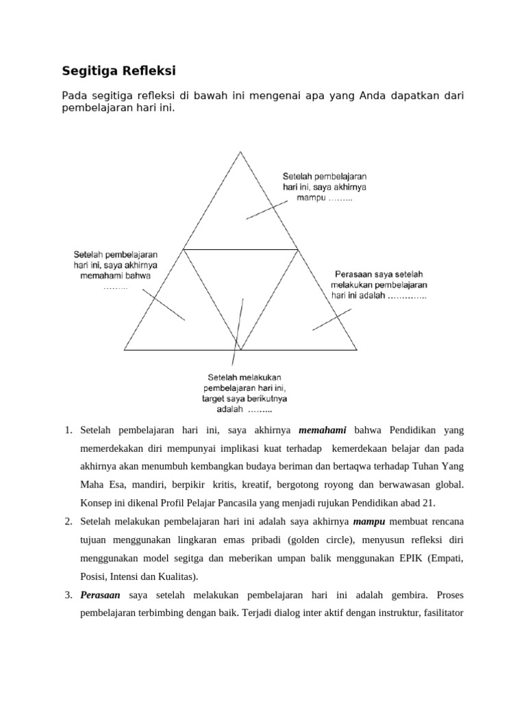 Refleksi Model Segitiga | PDF | Karier & Perkembangan | Pengembangan Diri