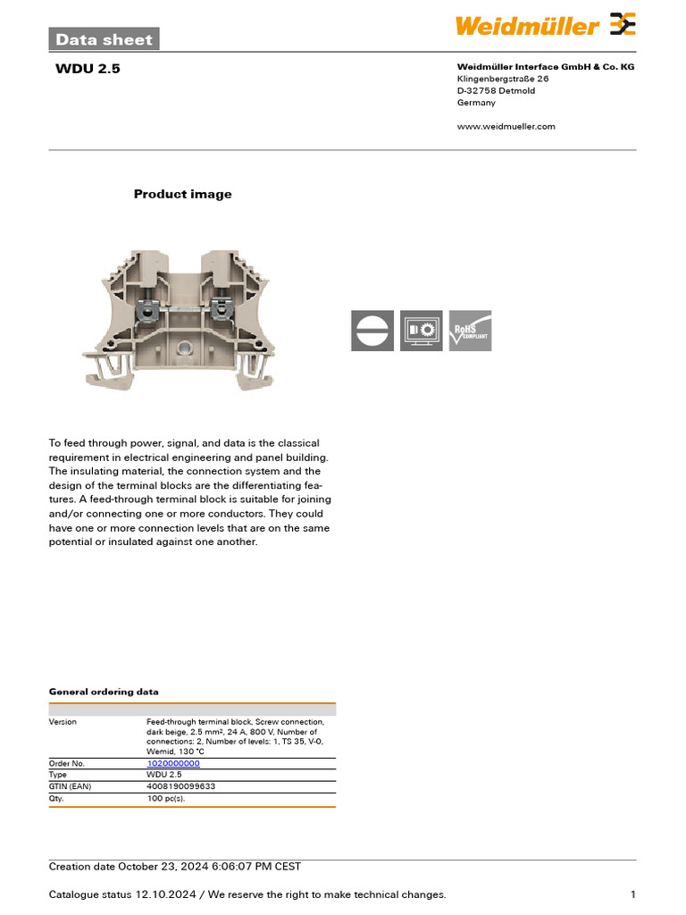 Electrical Terminal Block Specs | PDF | Electrical Engineering | Electricity