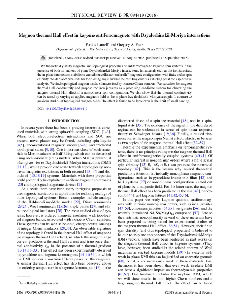 Magnon Thermal Hall Effect in Kagome Antiferromagnets With ...