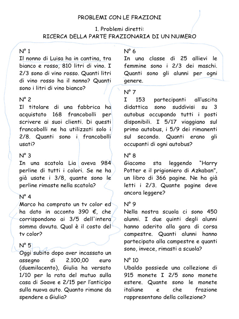 Probl Frazioni Percentuali | PDF | Travel | Foreign Language Studies