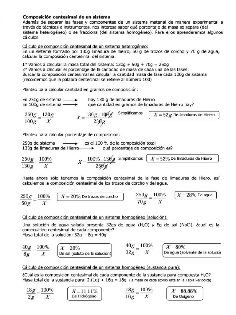 Composicion Centesimal de Un Sistema | PDF