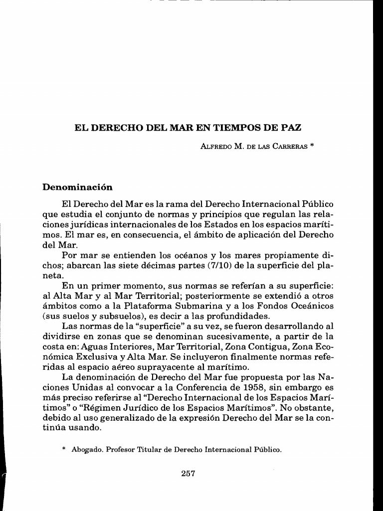 Derecho Mar Tiempos Paz | PDF | Aguas territoriales | Ley del mar