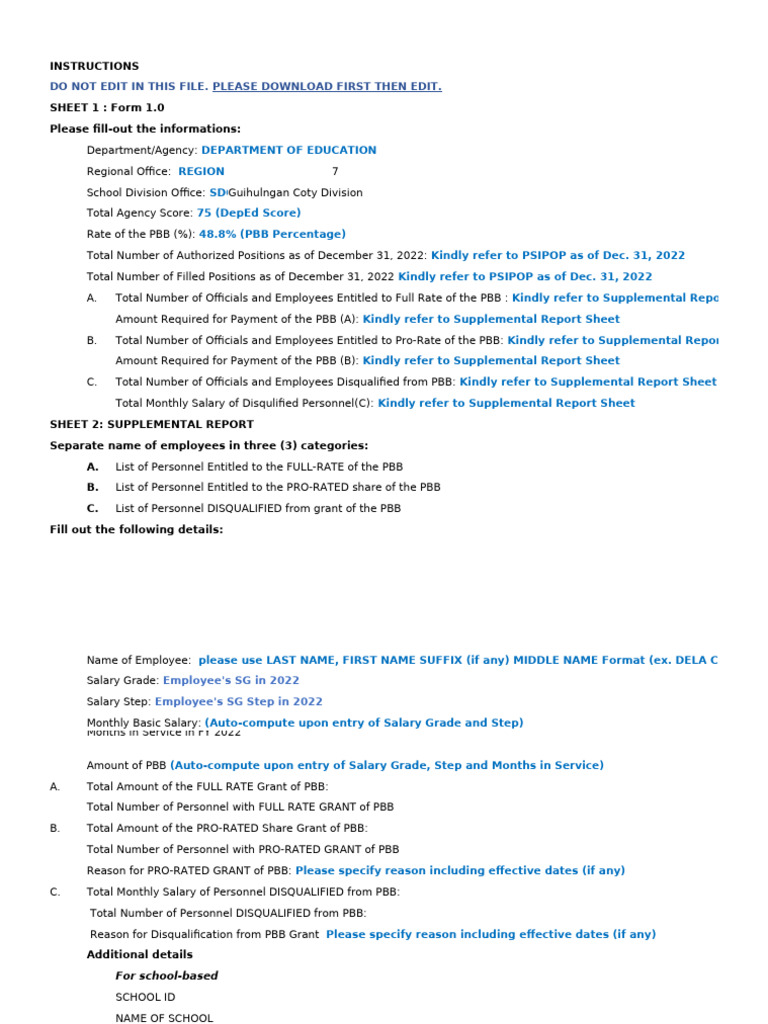 2022-PBB-Form-1.0-download-file Final | PDF | Salary | Human Resource Management