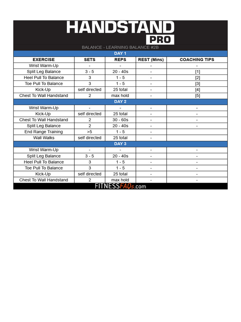 Balance Training Workout Plan | PDF