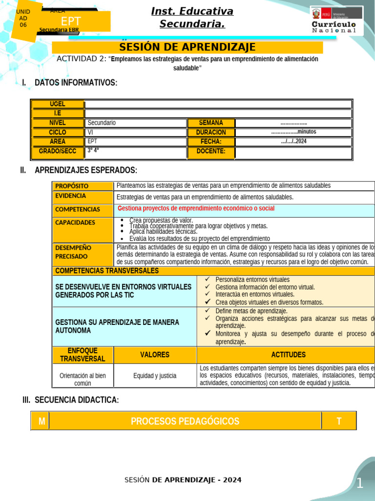 3° 4°-Ses Act 02-Emprendimiento-U6 | PDF | Aprendizaje | Iniciativa empresarial