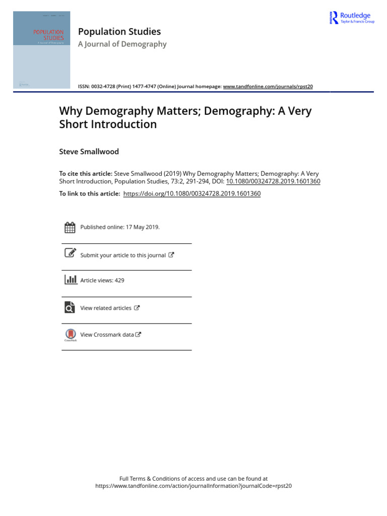 Why Demography Matters Demography A Very Short Introduction | PDF ...