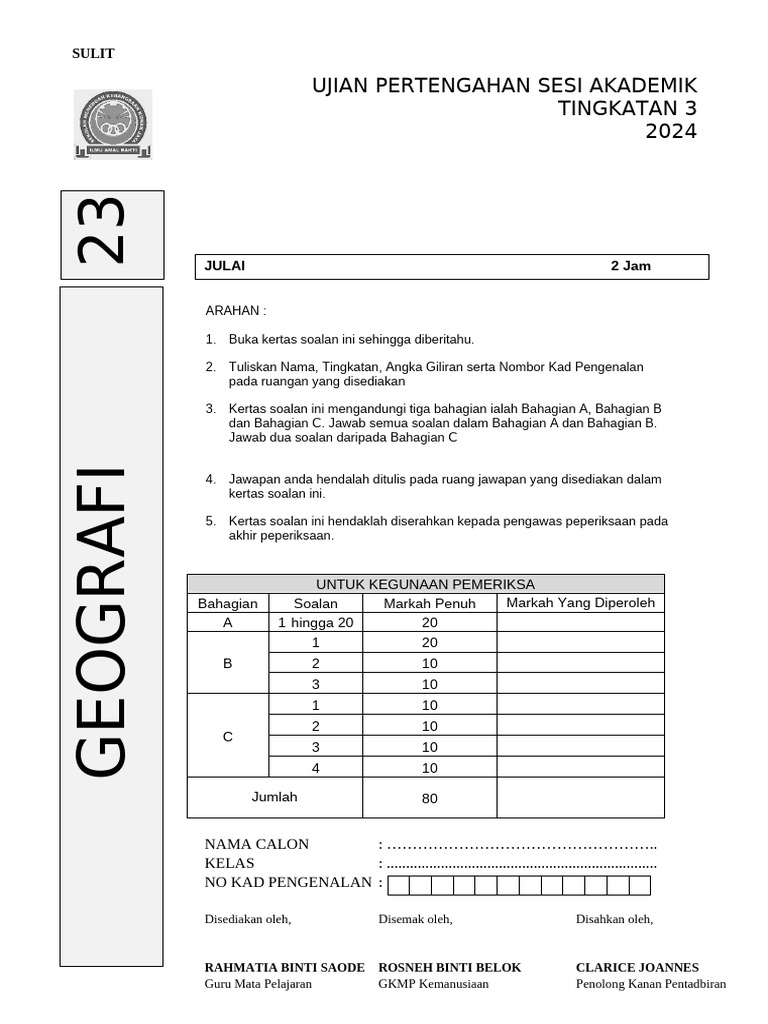 Cover Upsa Ting 3 Geografi | PDF
