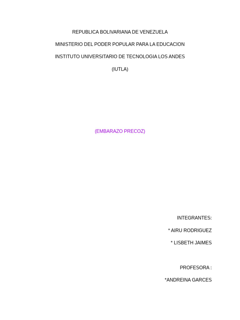 Proyecto Airu y Lisbeth | PDF | El embarazo