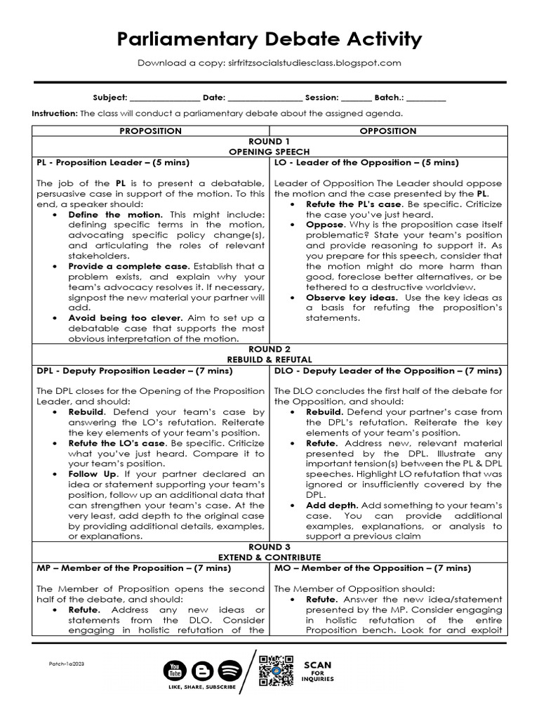 Rubric - Parliamentary Debatedocx | PDF | Concept | Cognition