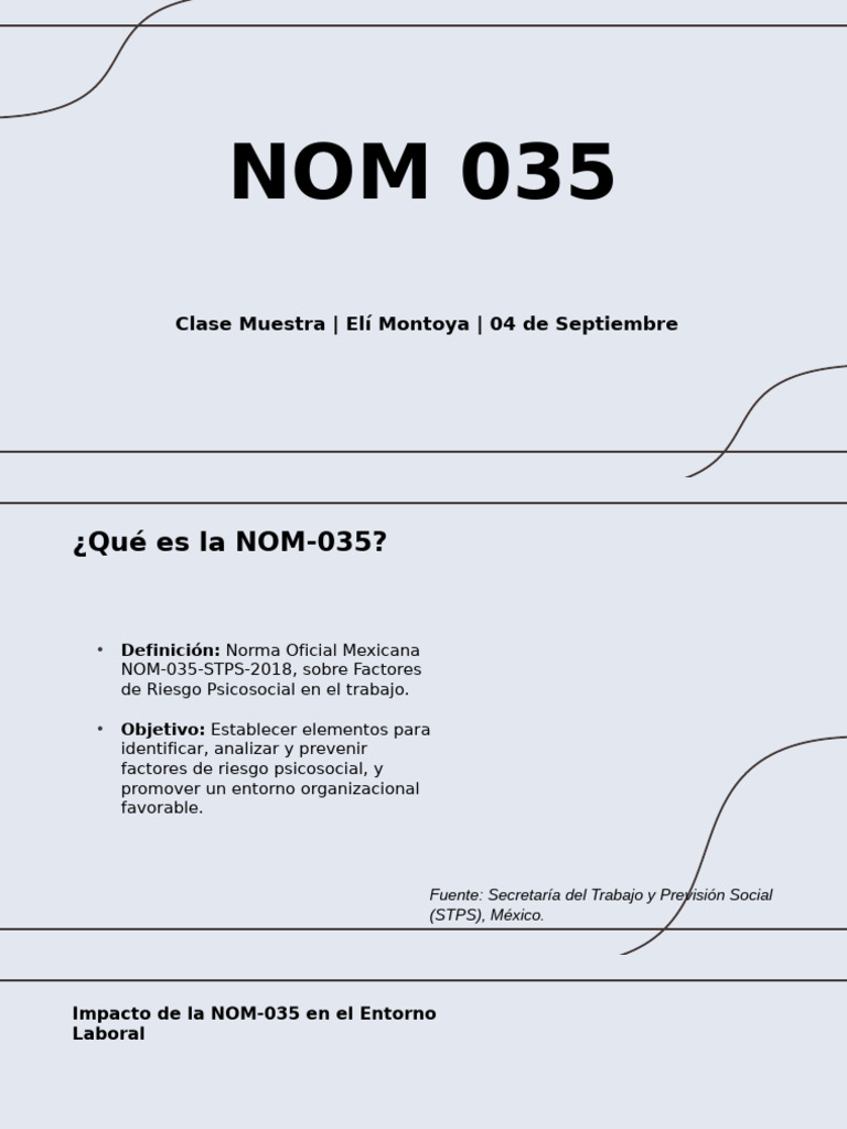 Clase Muestra NOM 035 | PDF | Estrés (biología) | Business