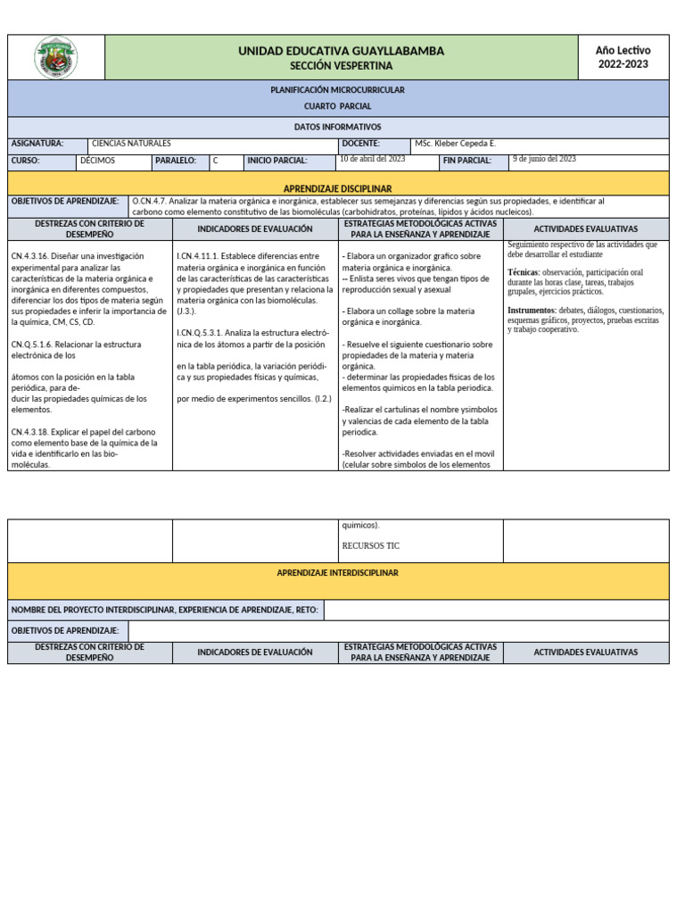 10mo CCNN P4 | PDF | Compuestos orgánicos | Química