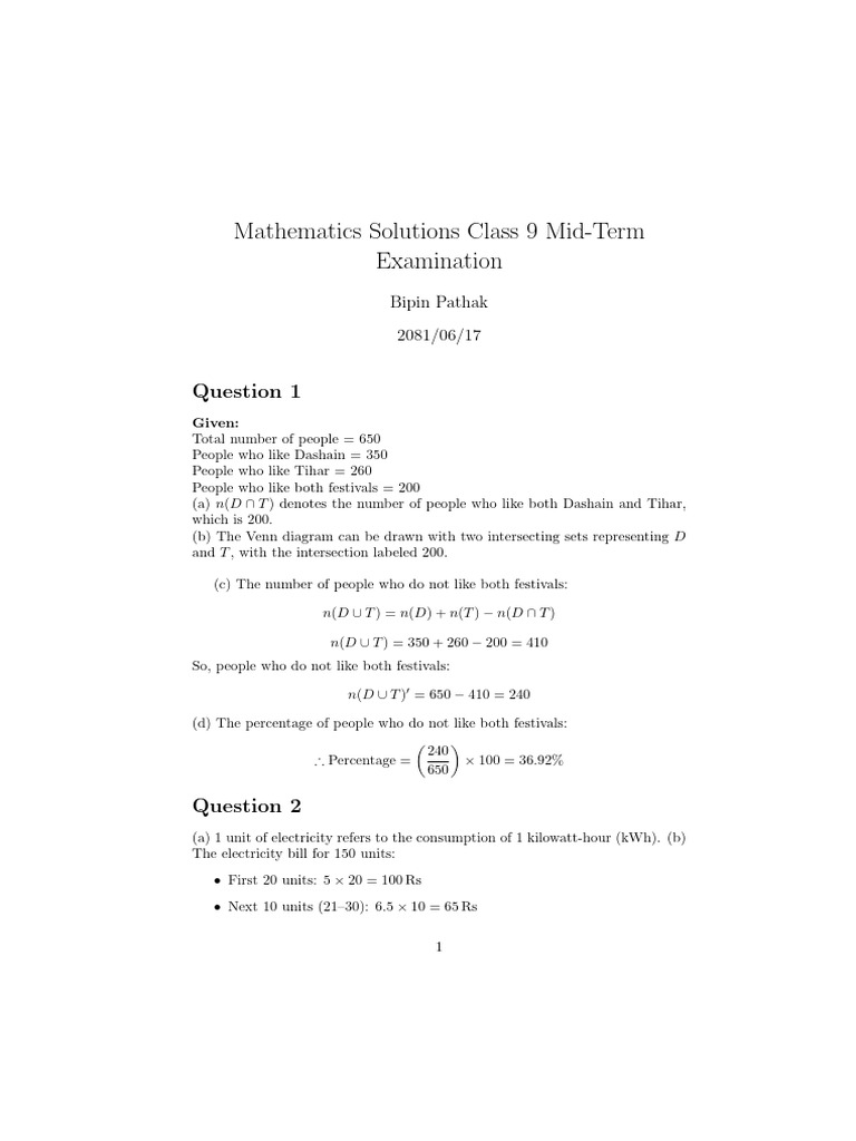 Class 9 Maths Solution | PDF | Triangle | Elementary Geometry