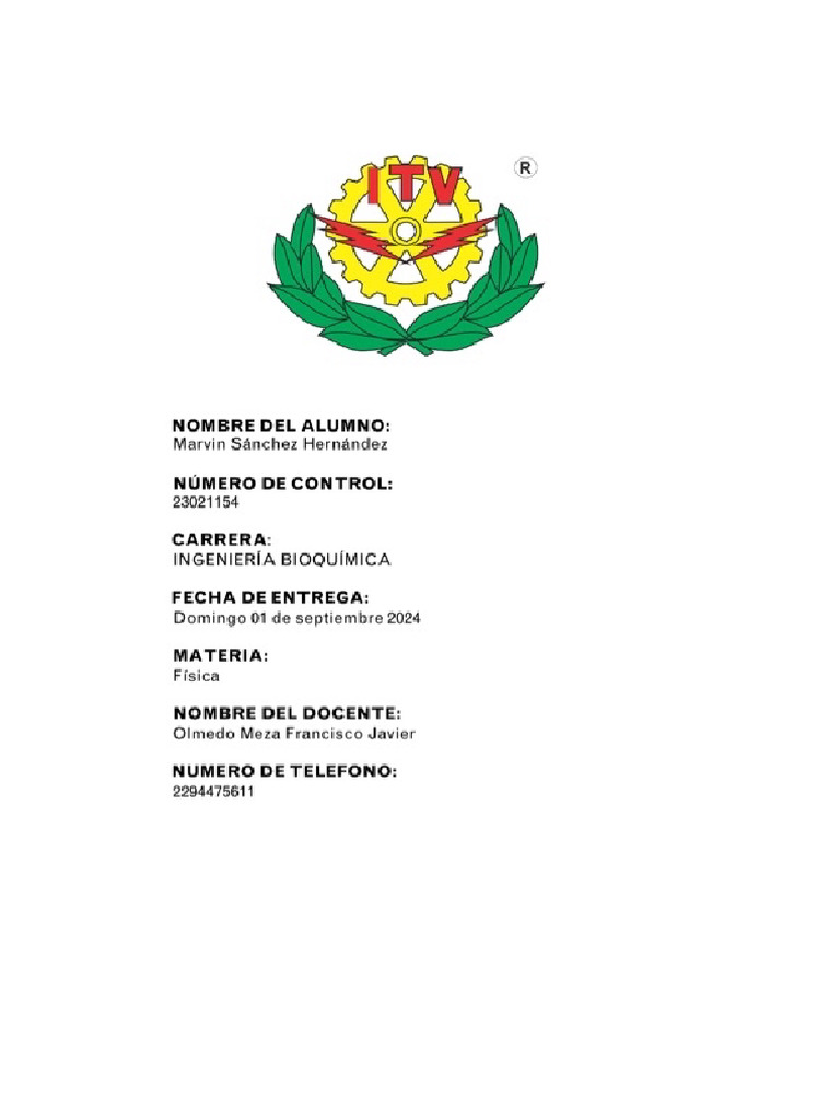 Fisica Sem. 1 Ejercicios Marvin Sanchez Hdez | PDF