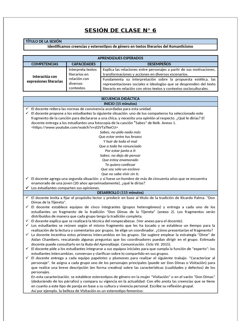 Sesión de Clase N°6 | PDF | Estereotipos