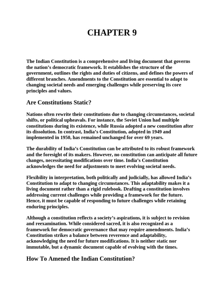 Constitution as a Living Document: Class 11 | PDF | Constitution ...
