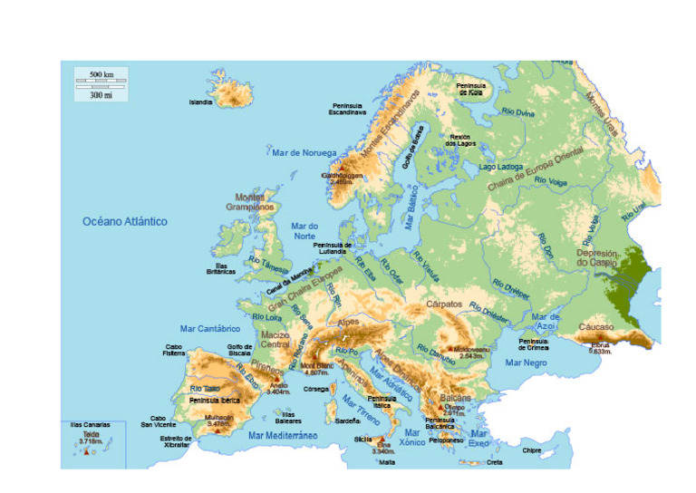 Europa - Mapa Físico | PDF