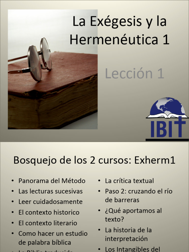 La Exégesis y La Hermenéutica 1: Lección 1 | PDF | Hermenéutica | Biblia