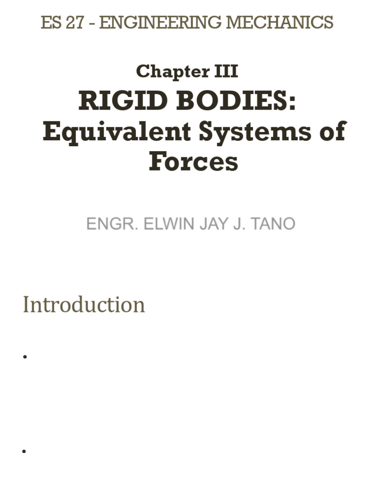Chapter 3 - Rigid Bodies (Equivalent Systems of Forces) | PDF | Force | Euclidean Vector
