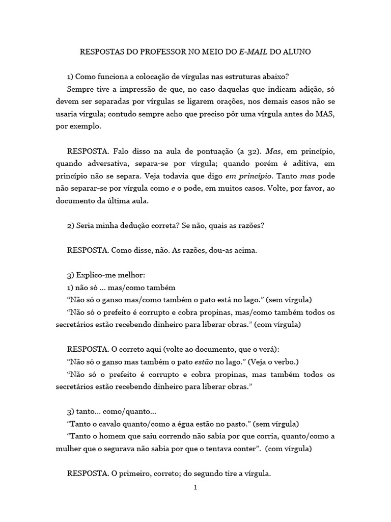 Pontuação: Uso de Vírgulas em Conjunções | PDF
