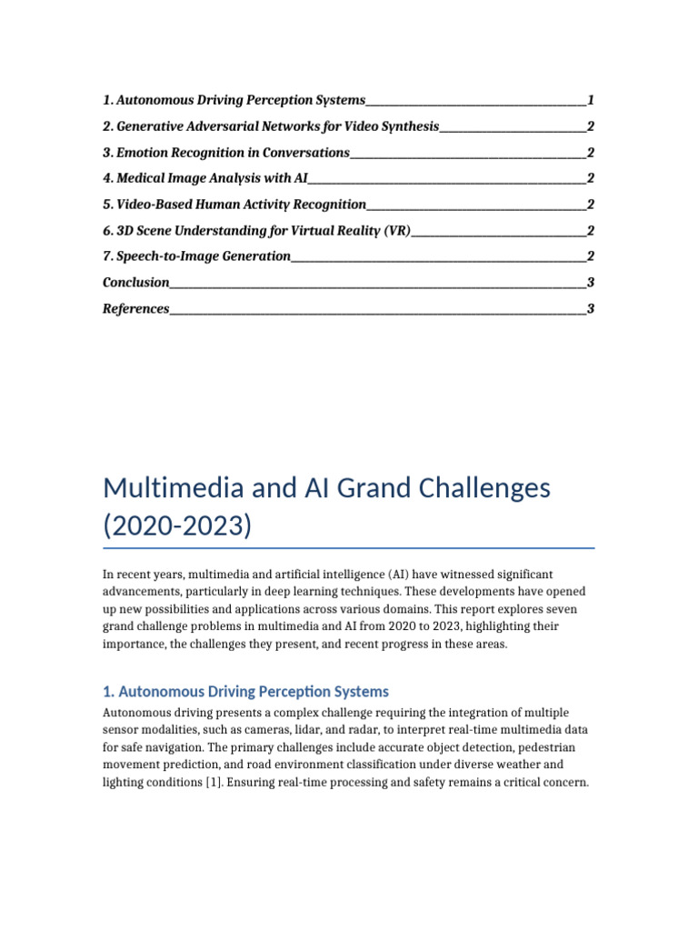 AI and Multimedia Grand Challenges 2023 | PDF | Artificial Intelligence ...