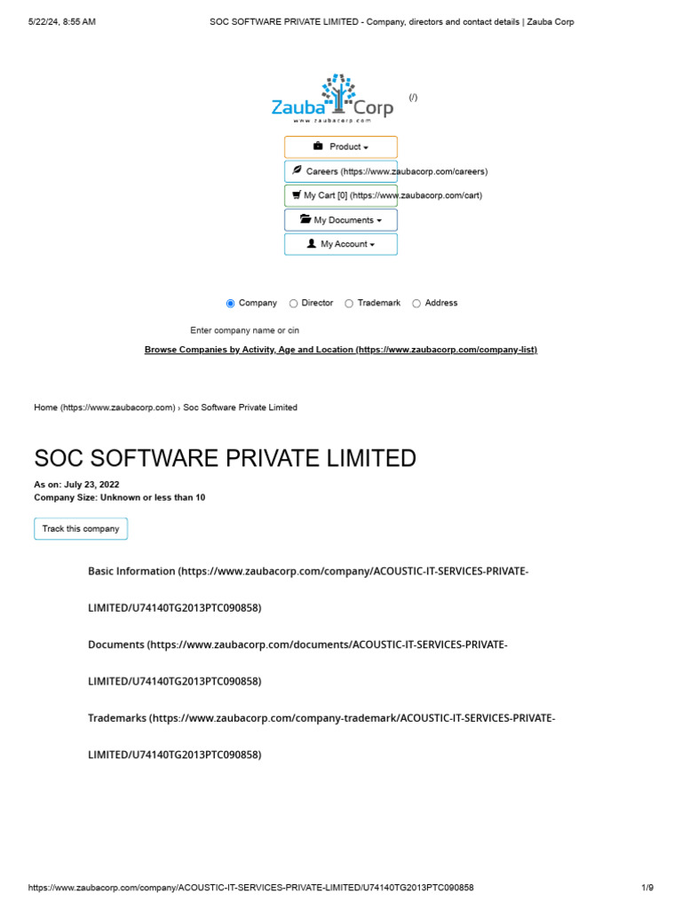 SOC SOFTWARE PRIVATE LIMITED - Company, Directors and Contact Details ...