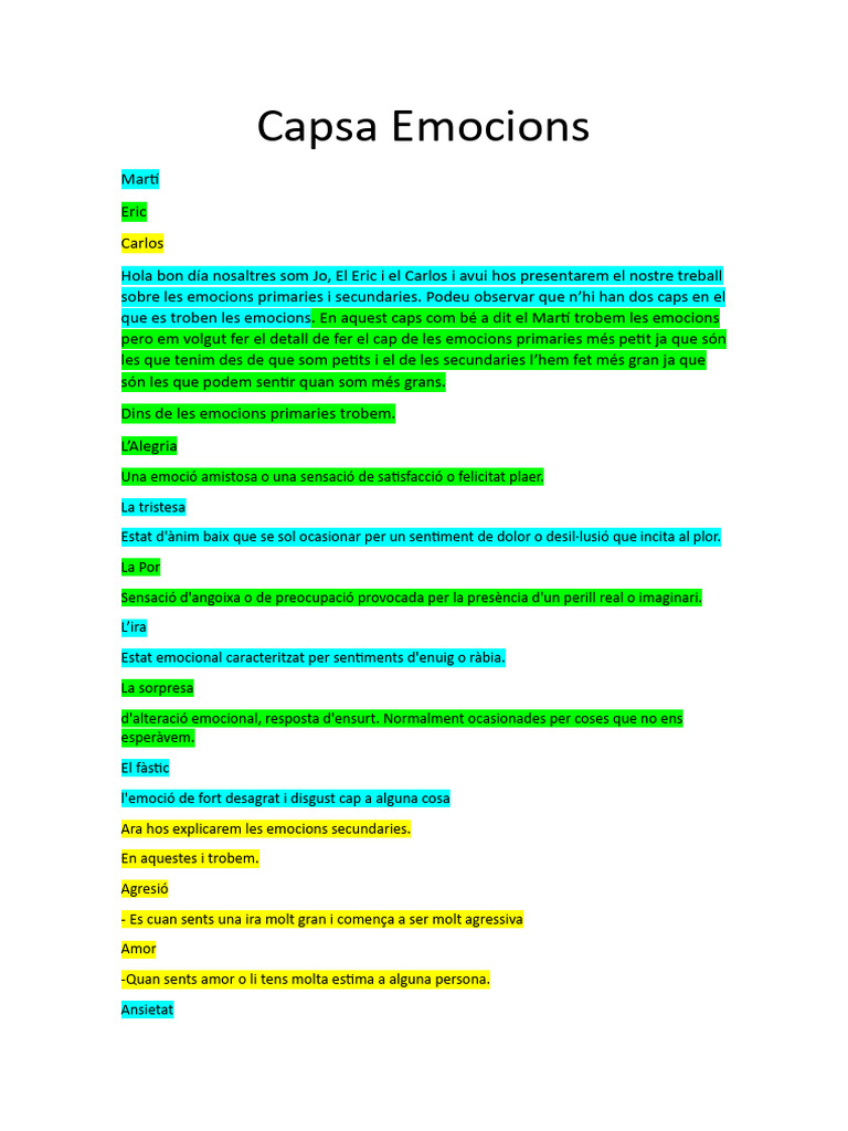 Capsa Emocions | PDF