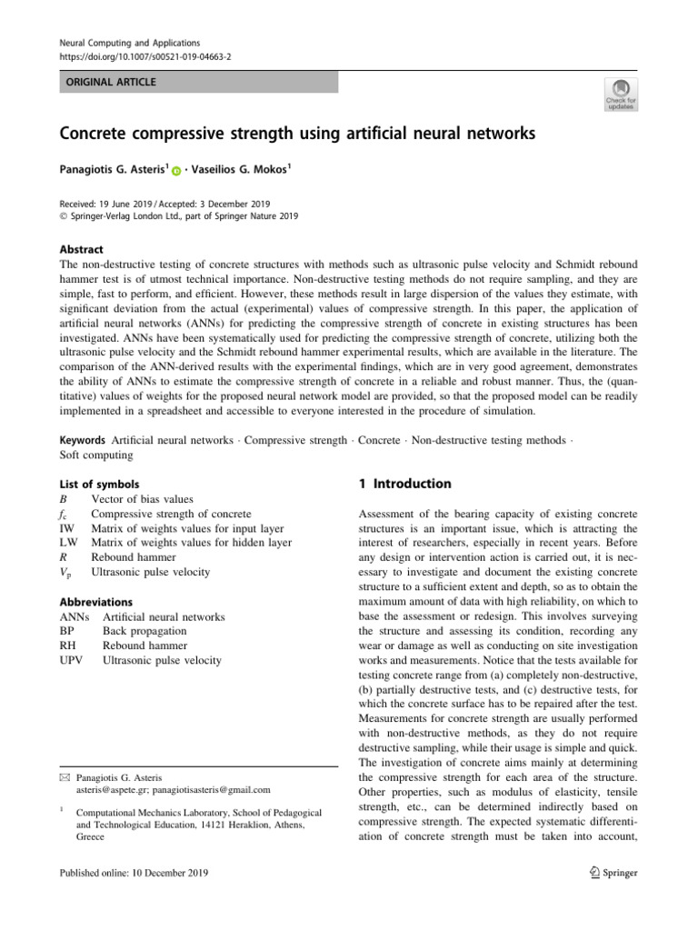 75 2019 Concrete Compressive Strength Using Artificial Neural Networks | PDF | Artificial Neural ...