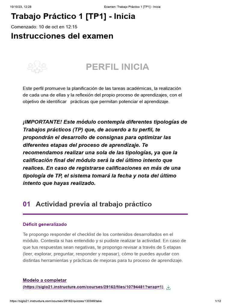 Examen - Trabajo Práctico 1 (Tp1) - (Inicia) Administracion 100% | PDF | Burocracia