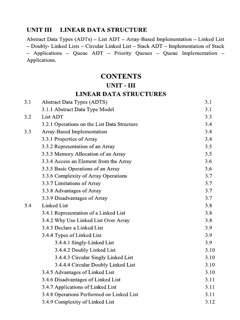 Notes Unit-3 (Linear Data Structures) 0000 | PDF