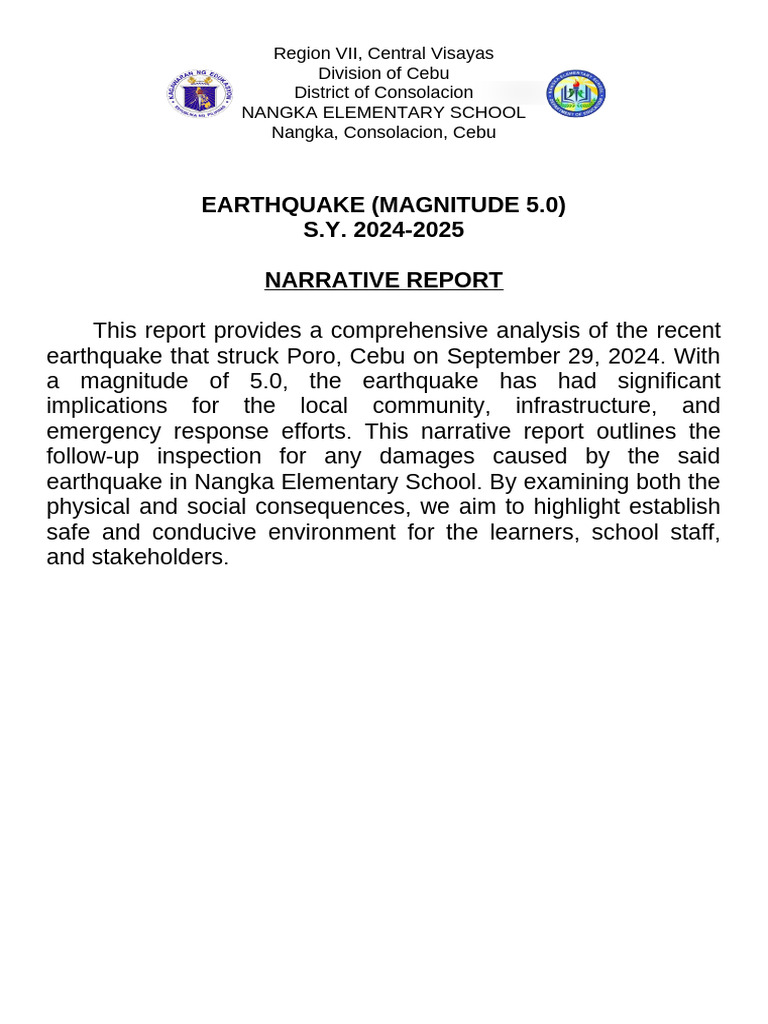 Incident-Report (1) | PDF | Earthquakes | Seismology