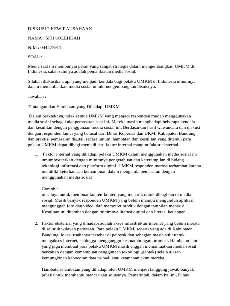 Diskusi 2 Kewirausahaan | PDF