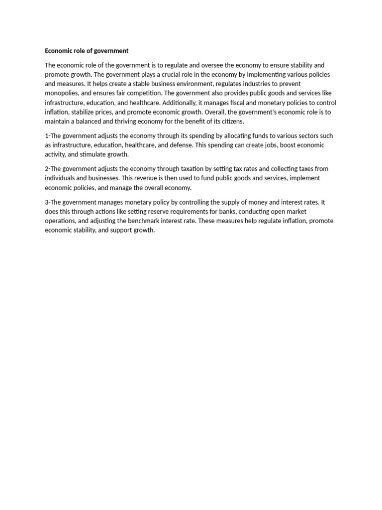 Government's Economic Role Explained | PDF
