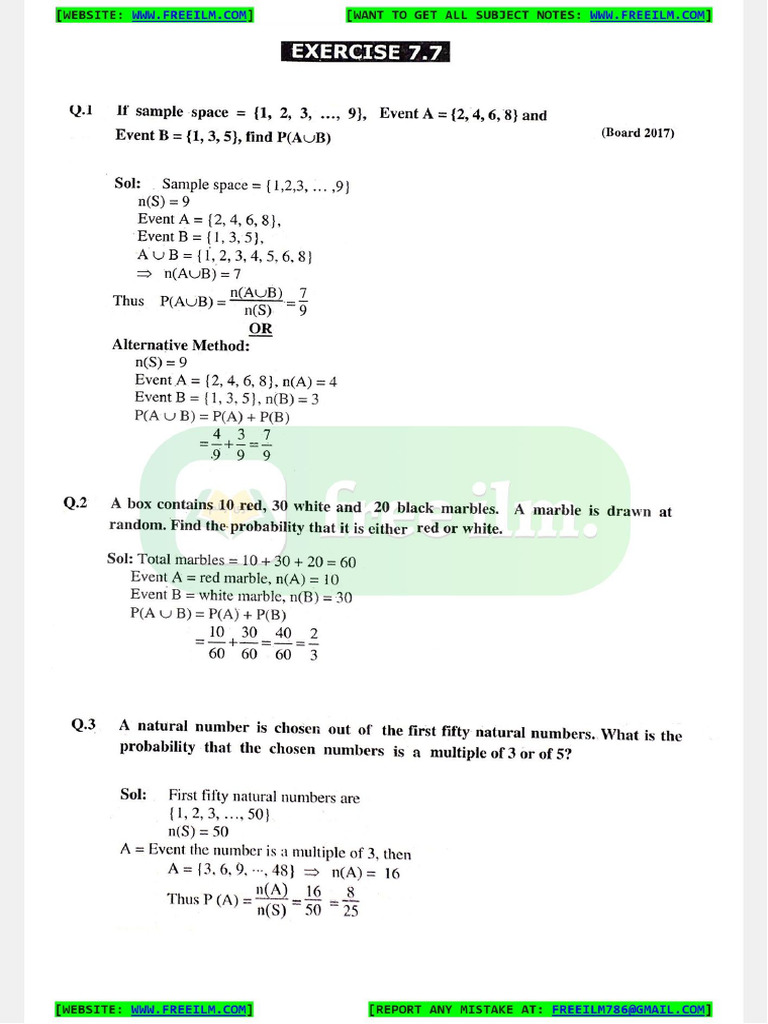 11th Maths Chap7 Ex 7.7 | PDF