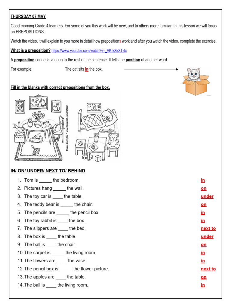 Grade 4 Prepositions Lesson Plan | PDF | Language Arts & Discipline ...