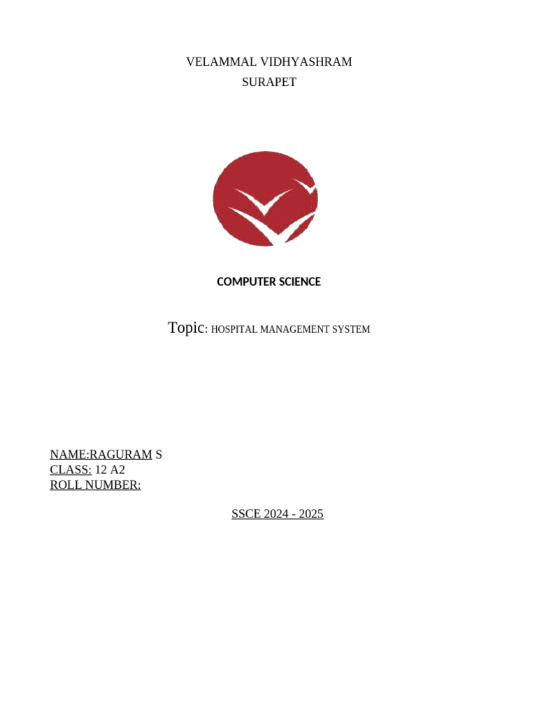 Class 12 Hospital Management Project | PDF | Databases | My Sql