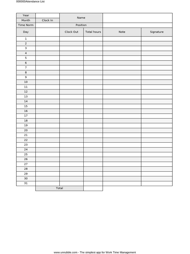 Attendance List Template | PDF