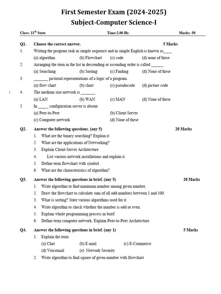 CS-1 - 11th (State Board) | PDF | Algorithms | Computer Programming